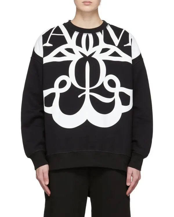 Alexander McQueen Graffiti Print Crew Neck Sweater