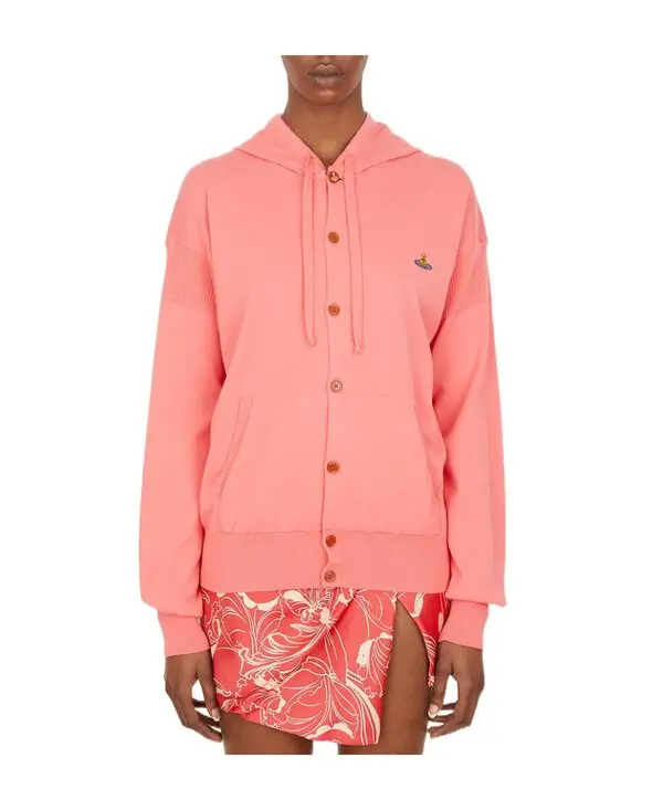 VIVIENNE WESTWOOD Orb Embroidered Hooded Knitted Cardigan