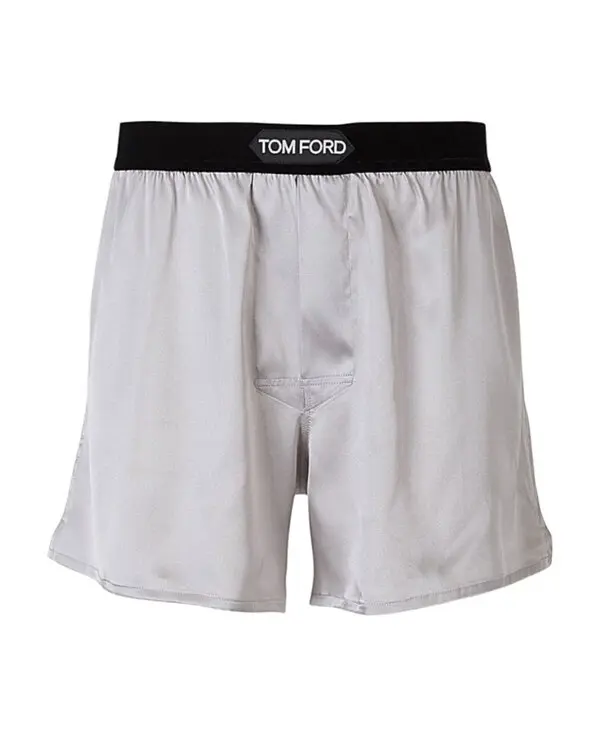 TOM FORD Logo-waistband Stretched Satin Boxers - Grey