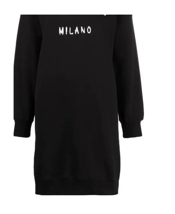 MSGM Logo Printed Rib Knitted Dress - Black