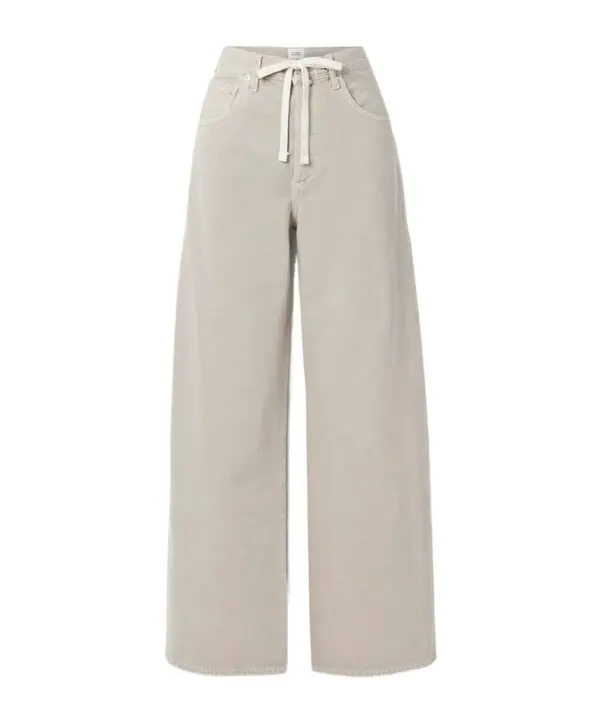 Citizens Of Humanity Brynn Drawstring Mid-rise Wide-leg Jeans - Beige