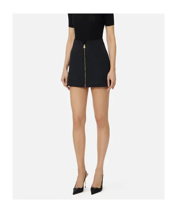 Elisabetta Franchi A-line Mini Skirt With Gold-plated Zipper