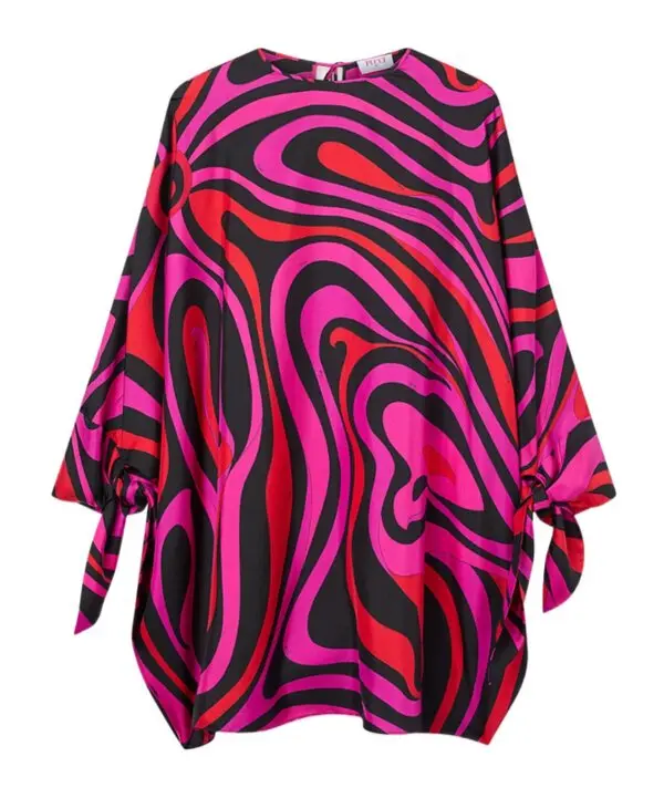 Emilio Pucci Marmo-print Silk Kaftan - Fuchsia And Black