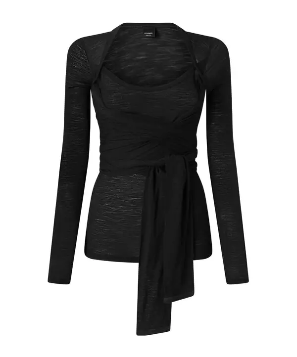 Pinko Wrap-effect Long Sleeve T-shirt