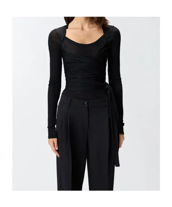 Pinko Wrap-effect Long Sleeve T-shirt