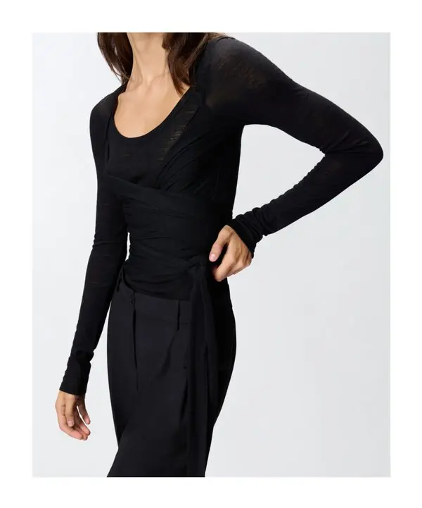 Pinko Wrap-effect Long Sleeve T-shirt