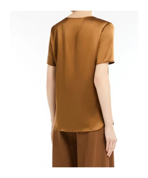 Max Mara Dida Satin T-shirt - Tobacco