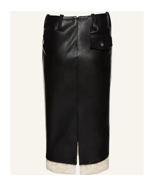 Magda Butrym Leather Lace Hem Midi Skirt