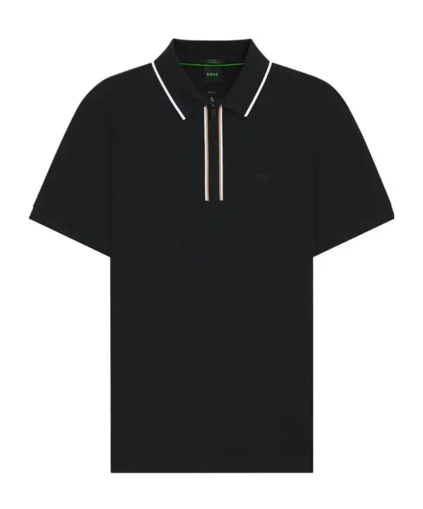 Hugo Boss Zip Placket Polo Shirt - Black
