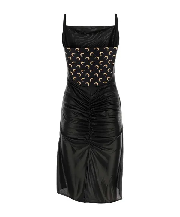 MARINE SERRE Crescent Moon Ruched Midi Dress