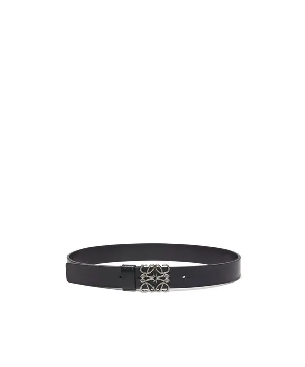 Loewe Chunky Anagram Belt In Calfskin - Black/retro Palladium