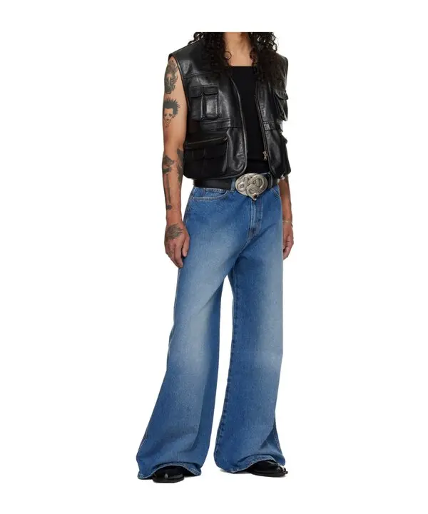 LU'U DAN V-neck Faux Leather Work Vest