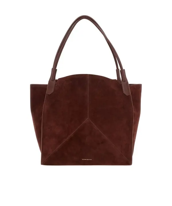 Victoria Beckham Logo Embossed Shoulder Bag - Darkbrown