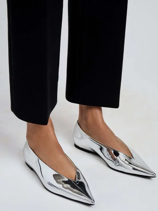 Proenza Schouler Slash Pointed-toe Flat Pumps - Silver