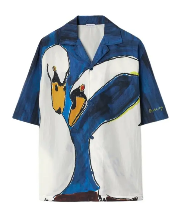 Burberry Swan-printed Short Sleeved Shirt