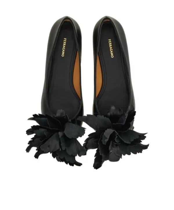 FERRAGAMO Embellished Leather Ballet Flats