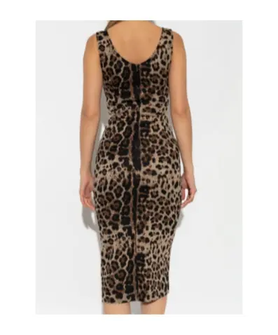 Dolce & Gabbana Sleeveless Leopard Print Midi Dress