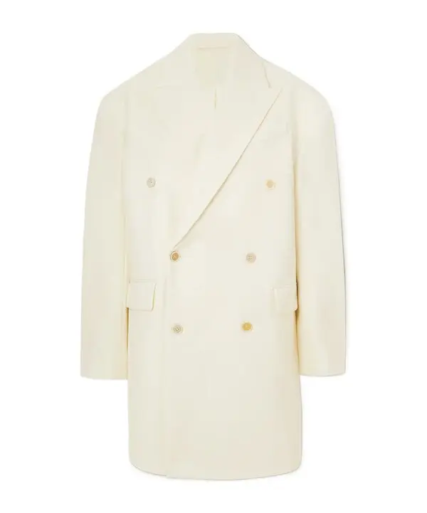 Wardrobe.NYC Oversized Double-breasted Grain De Poudre Wool Coat - White