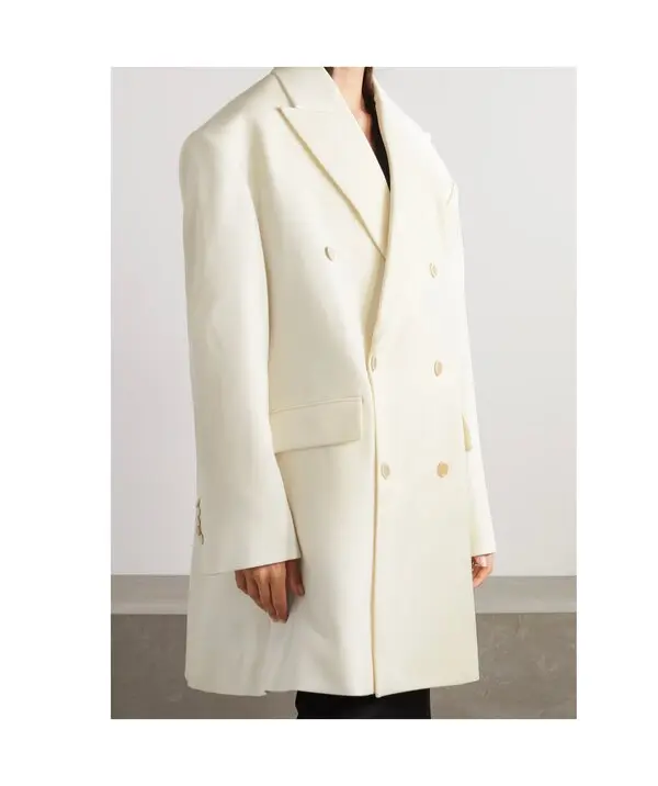 Wardrobe.NYC Oversized Double-breasted Grain De Poudre Wool Coat - White