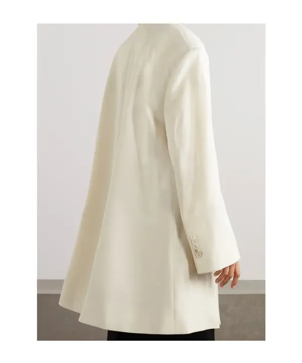 Wardrobe.NYC Oversized Double-breasted Grain De Poudre Wool Coat - White