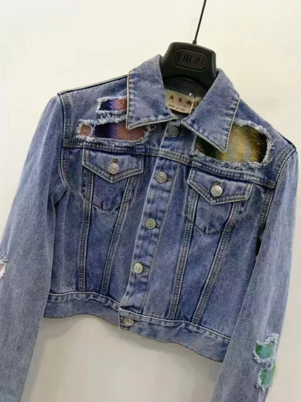 Marni Distressed Lapel Denim Jacket