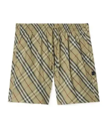 Burberry Checked Drawstring Swim Shorts - Gray