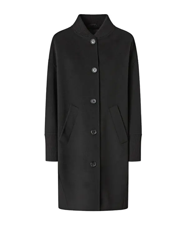 Pinko Long Double Cloth Coat - Black
