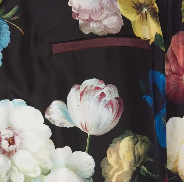 Dolce & Gabbana Floral Print Wide-leg Trousers - Black