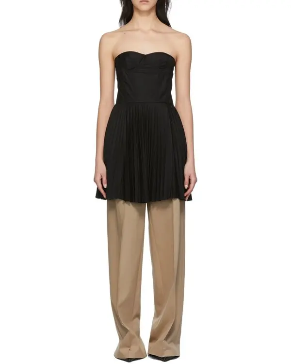 Rokh Strapless Pleated Dress