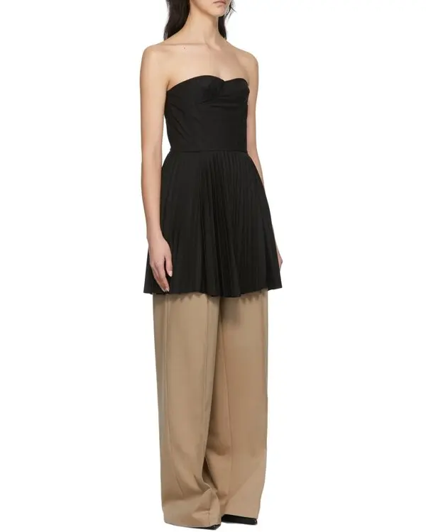 Rokh Strapless Pleated Dress