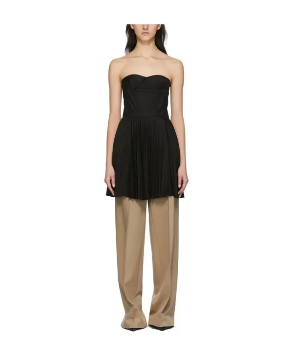 Rokh Strapless Pleated Dress