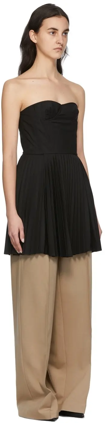 Rokh Strapless Pleated Dress