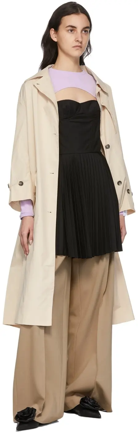 Rokh Strapless Pleated Dress