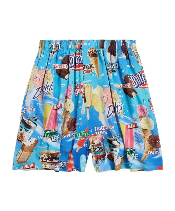 Balenciaga Printed Pyjama Shorts - Blue