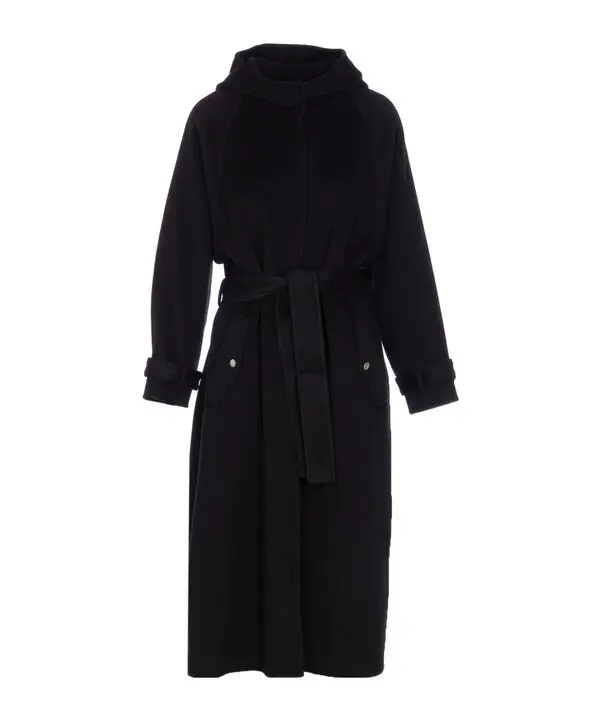 Pinko Belted Hooded Coat - Blue