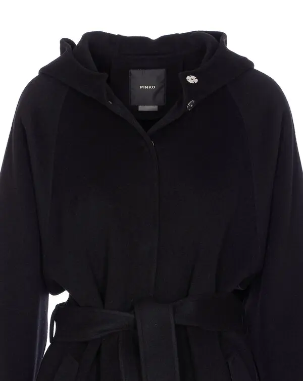 Pinko Belted Hooded Coat