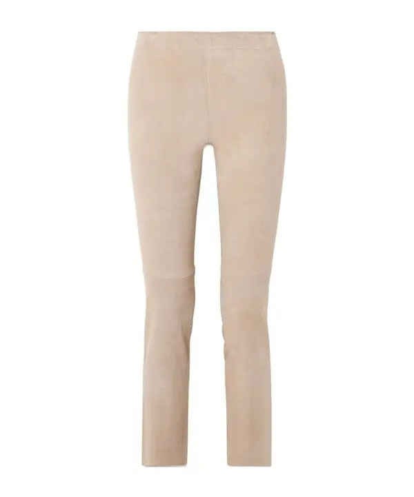 Stouls Suede Paneled Cropped Leggings - Nude