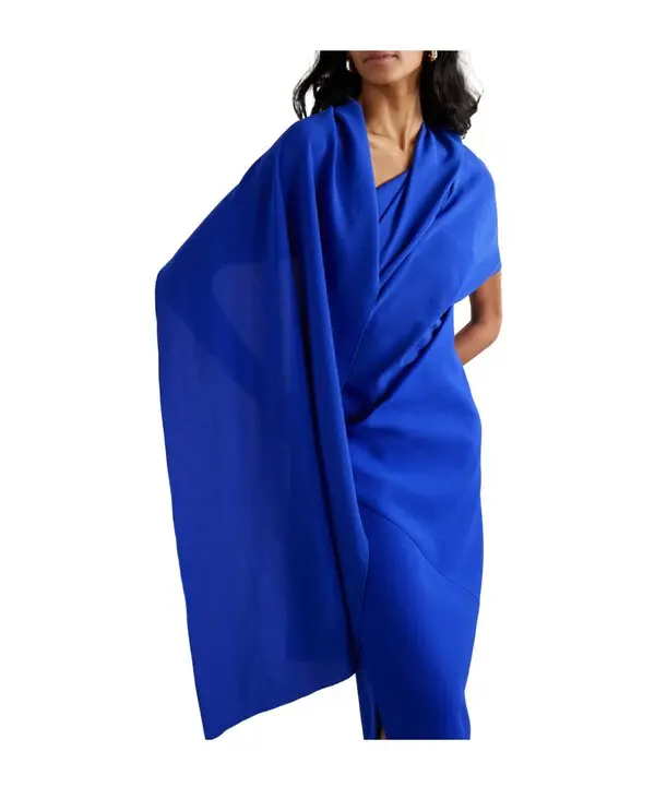 ROKSANDA Draped Cape Effect Midi Dress - Blue