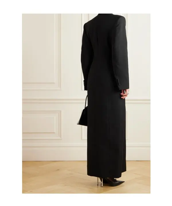 Wardrobe.NYC Double-breasted Silk-satin Trimmed Wool Coat