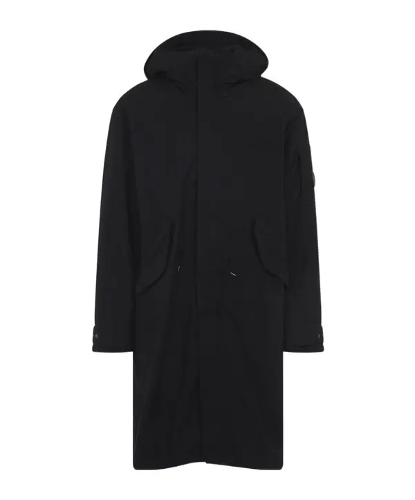 C.P. COMPANY Hooded Long Coat - Black