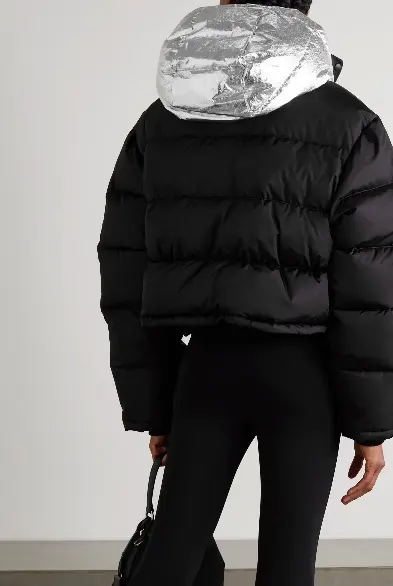 Wardrobe.NYC Cropped Hooded Down Jacket