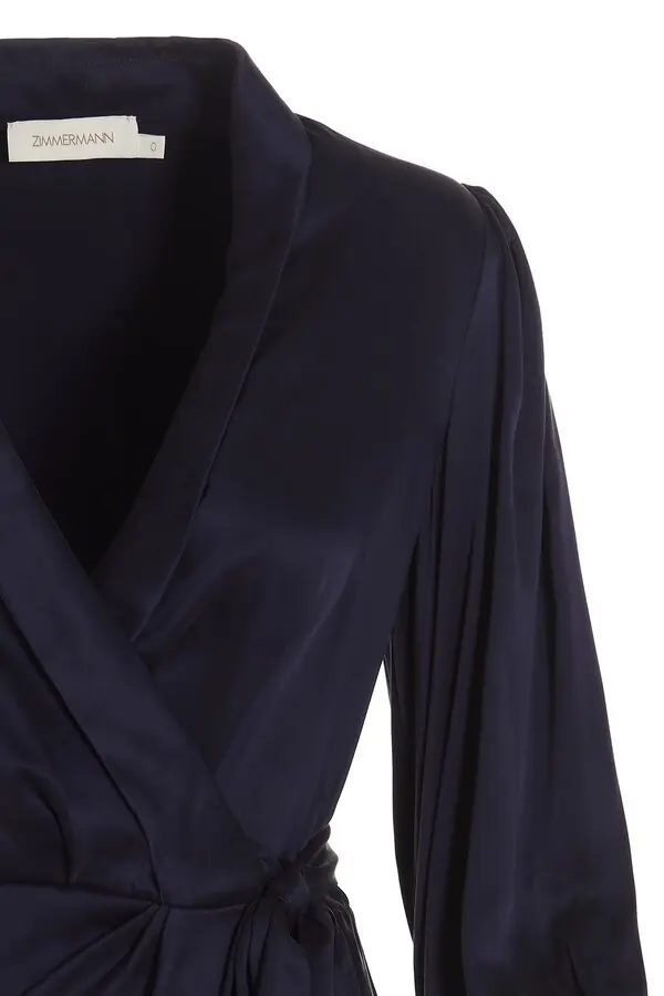 Zimmermann V-neck Wrap Mini Dress With Asymmetrical Skirt