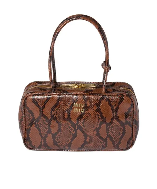 Miu Miu Embossed Zipped Handbag - Tobacco