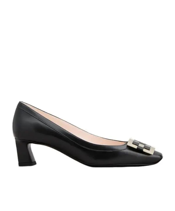 ROGER VIVIER Trompette Pumps In Leather With Metal Buckle Detail - Black