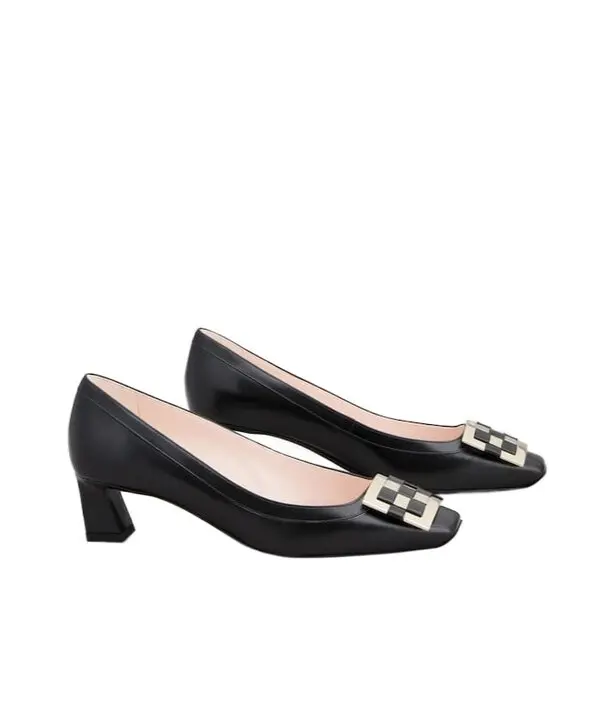 ROGER VIVIER Trompette Pumps In Leather With Metal Buckle Detail - Black