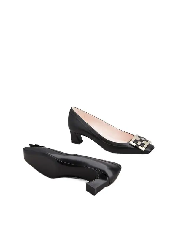 ROGER VIVIER Trompette Pumps In Leather With Metal Buckle Detail - Black