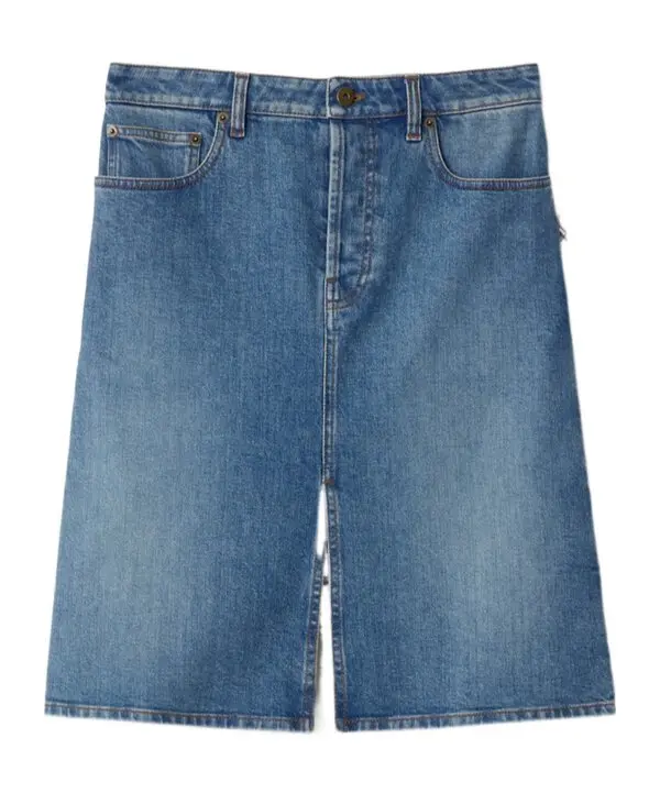 Burberry Front-slit Denim Skirt - Mid Blue