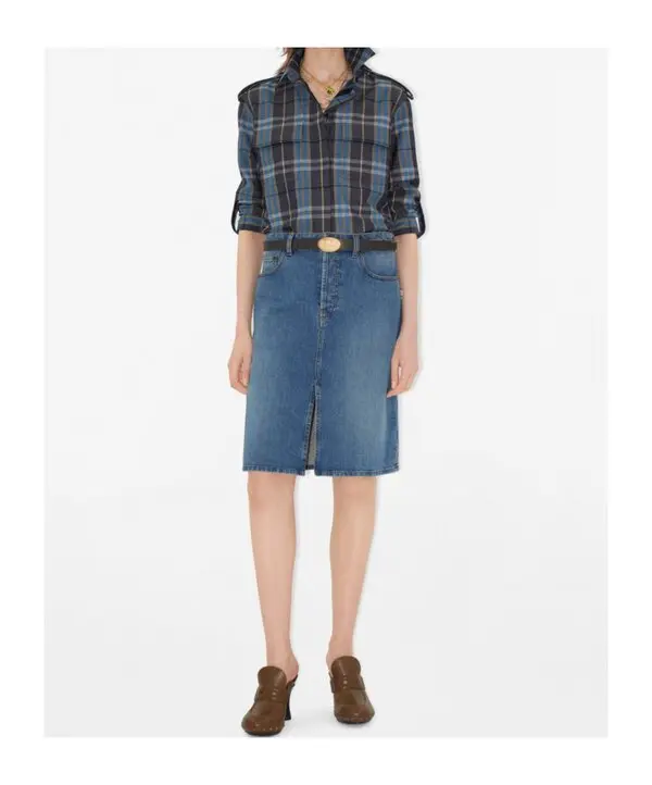 Burberry Front-slit Denim Skirt