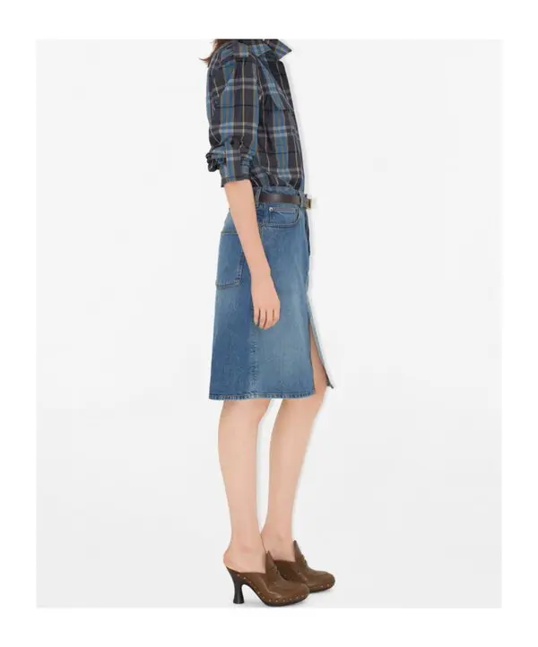 Burberry Front-slit Denim Skirt