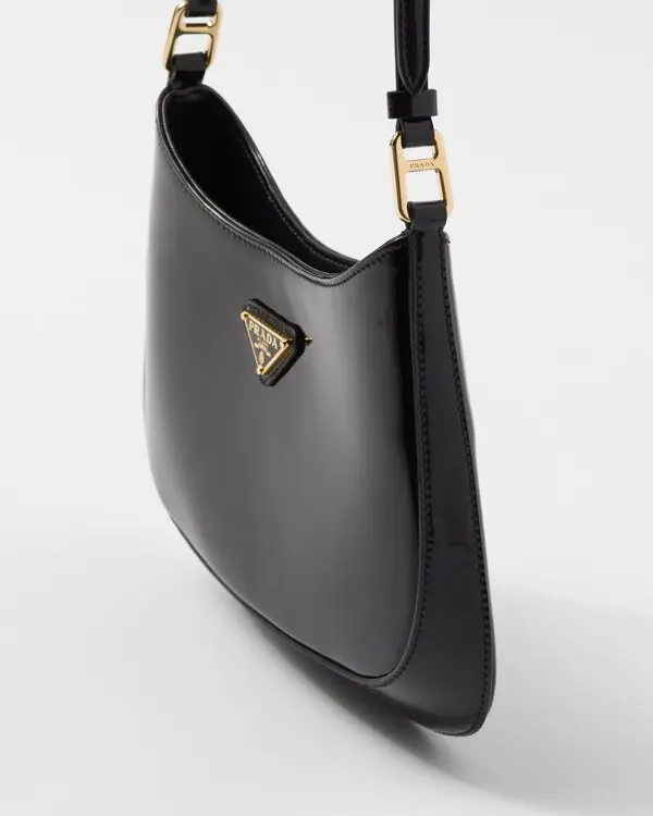 Prada Cleo Shoulder Bag With Logo Plaque - Black